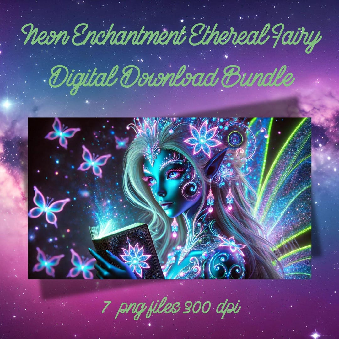 Neon Enchantment Ethereal Fairy Digital Download Bundle | 7 High ...