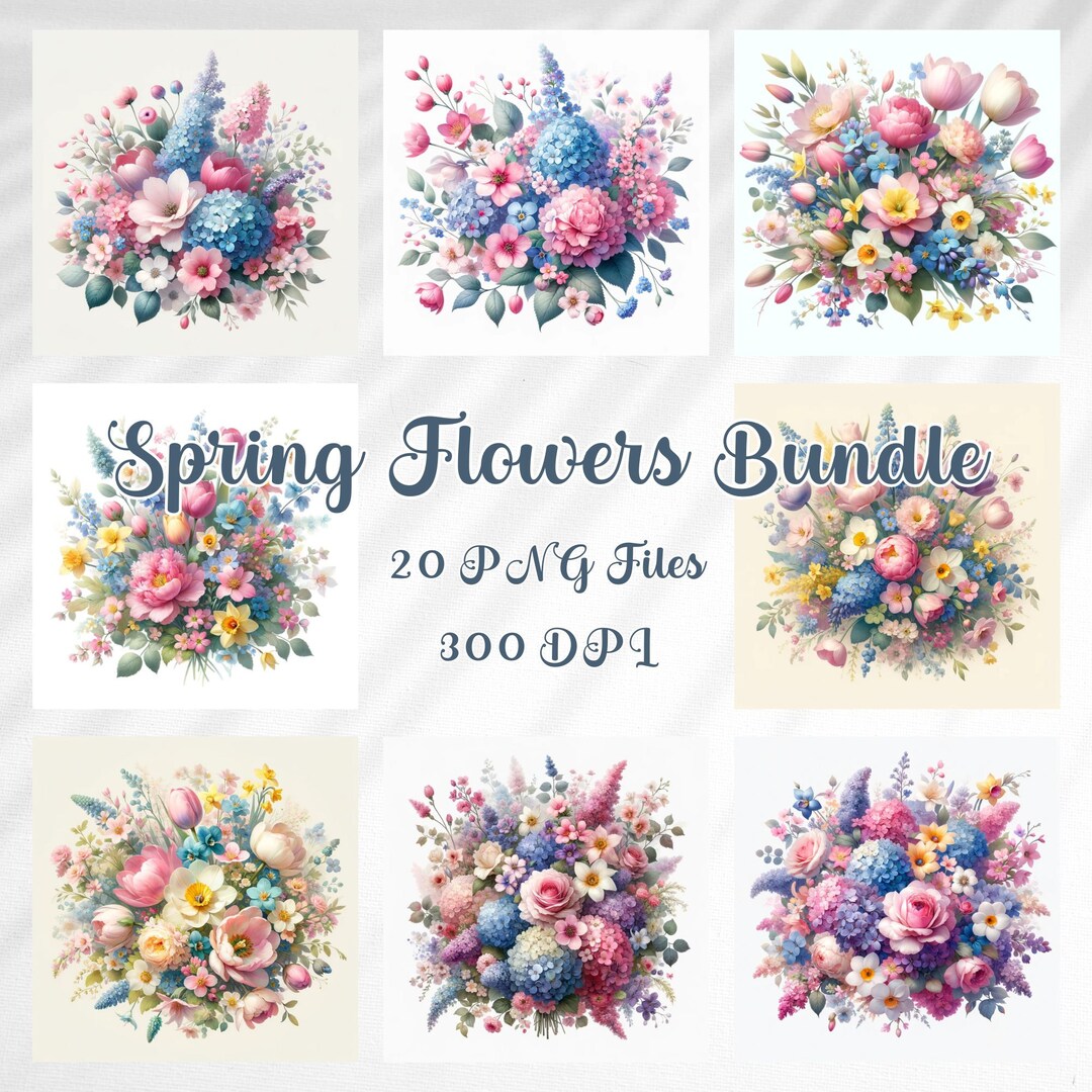 Vibrant Spring Flower PNG Bundle | Digital Florals | Scrapbooking - Etsy