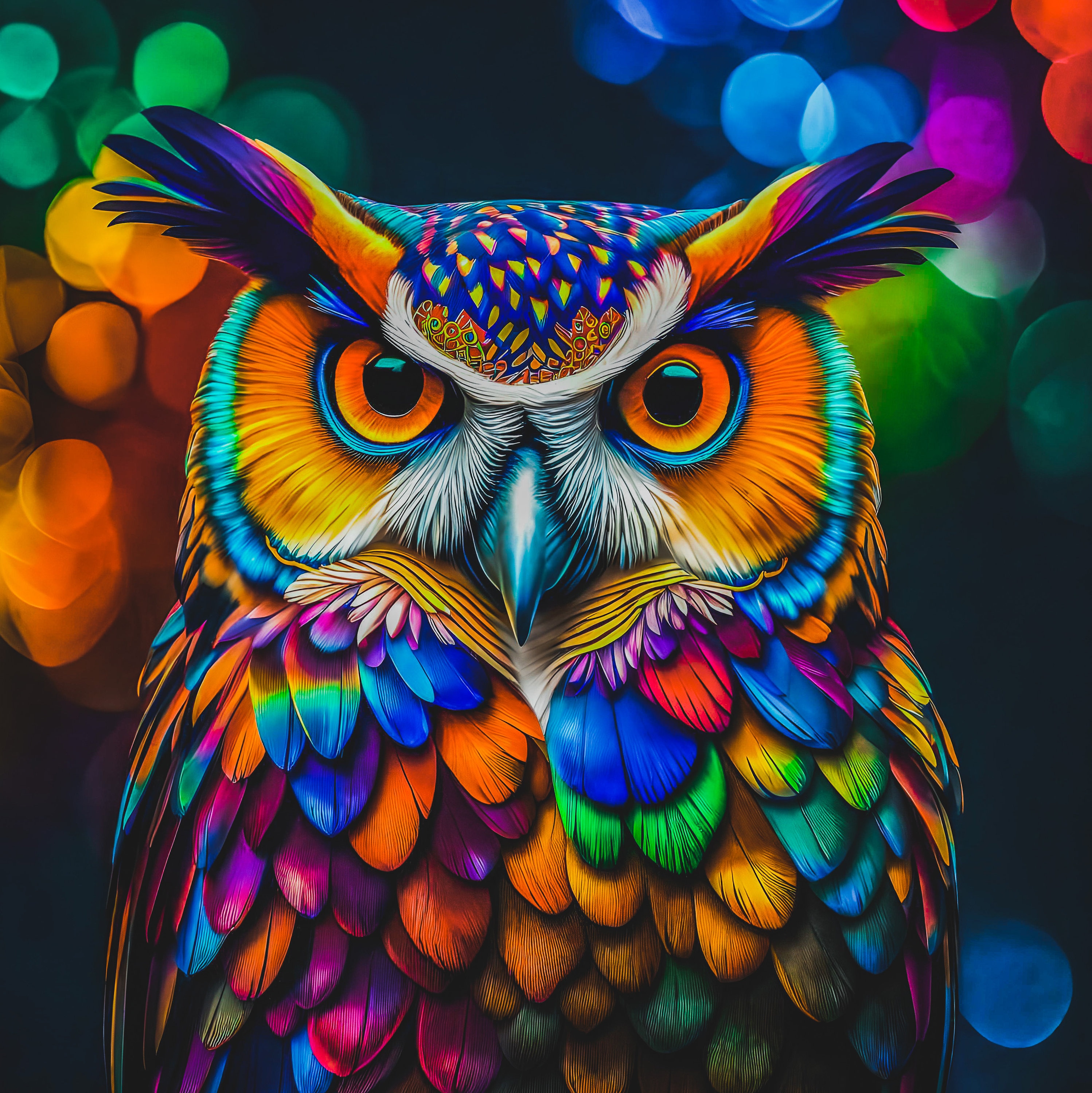Colorful Owl | A Bright and Colorful Owl | PNG | 300DPI | Digital ...