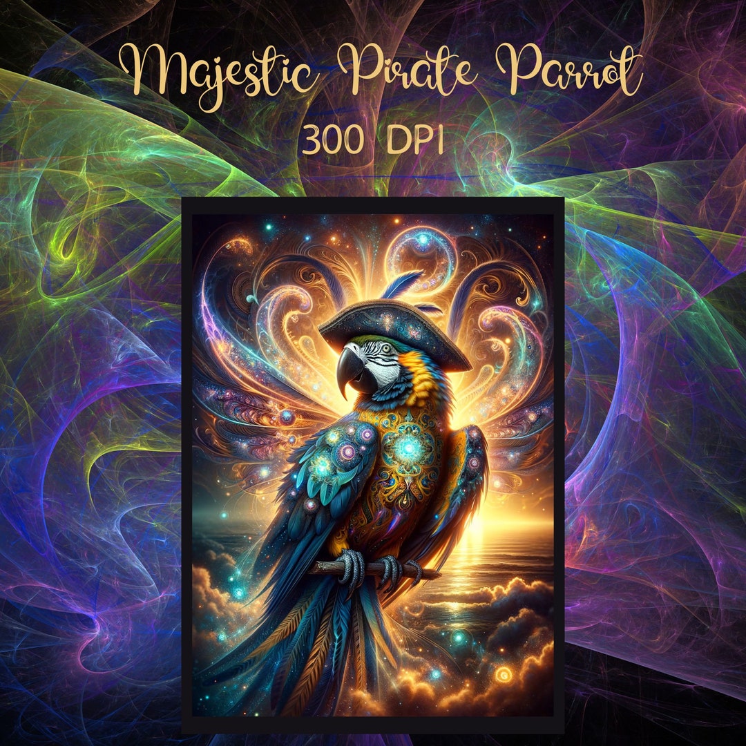 Majestic Pirate Parrot - Exquisite Digital Art for Download, 300 DPI ...