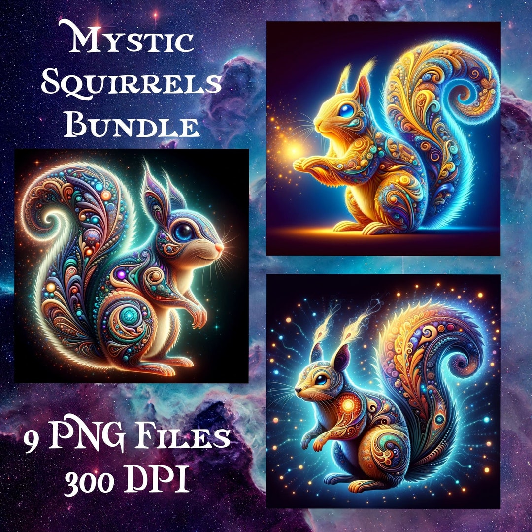 Mystic Squirrels Bundle - Enchanting 300 DPI PNG Files for Creative ...