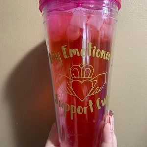 Emotional Support Cup Vinyl Sticker - Etsy