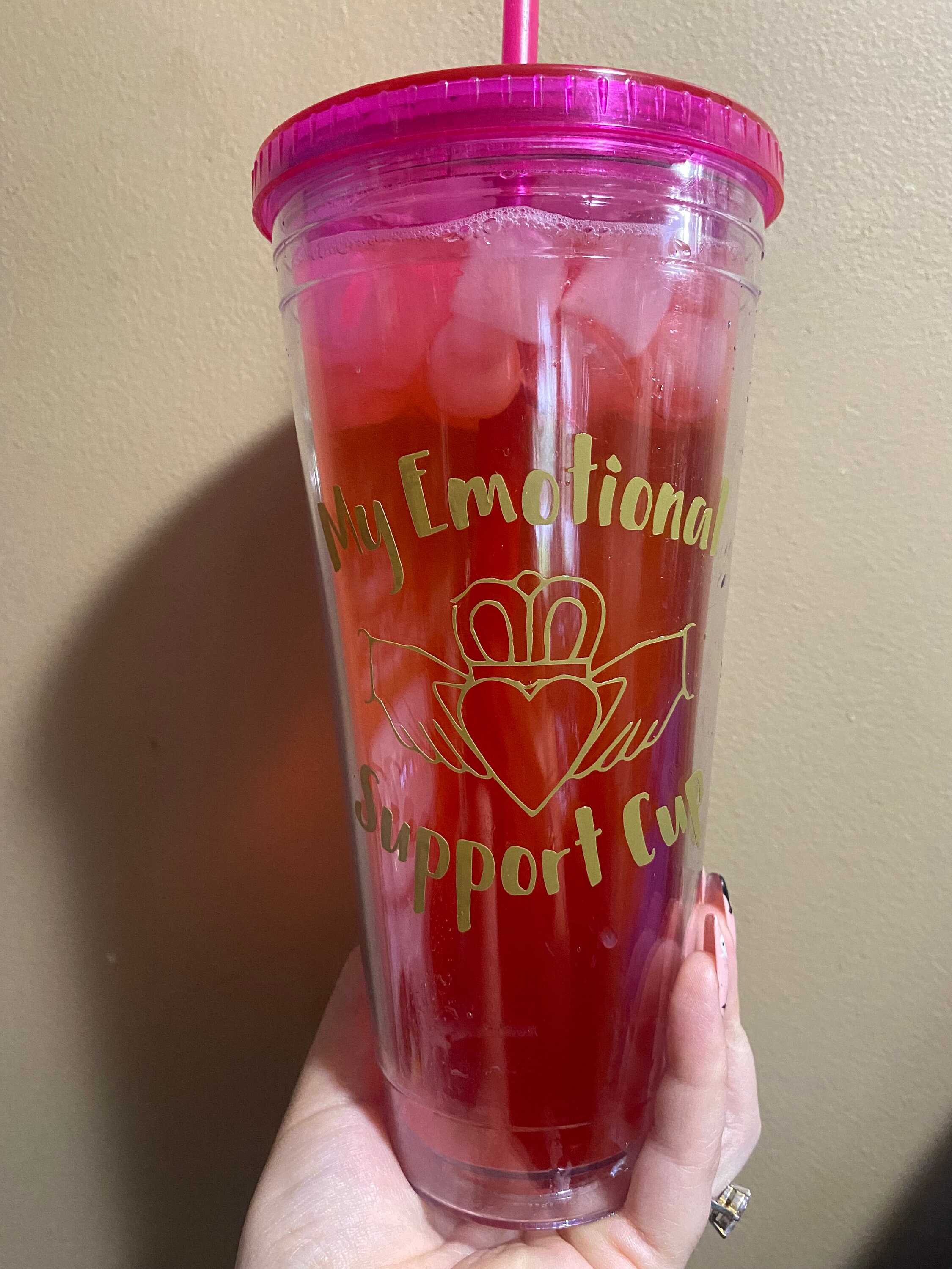 Emotional Support Cup Vinyl Sticker - Etsy