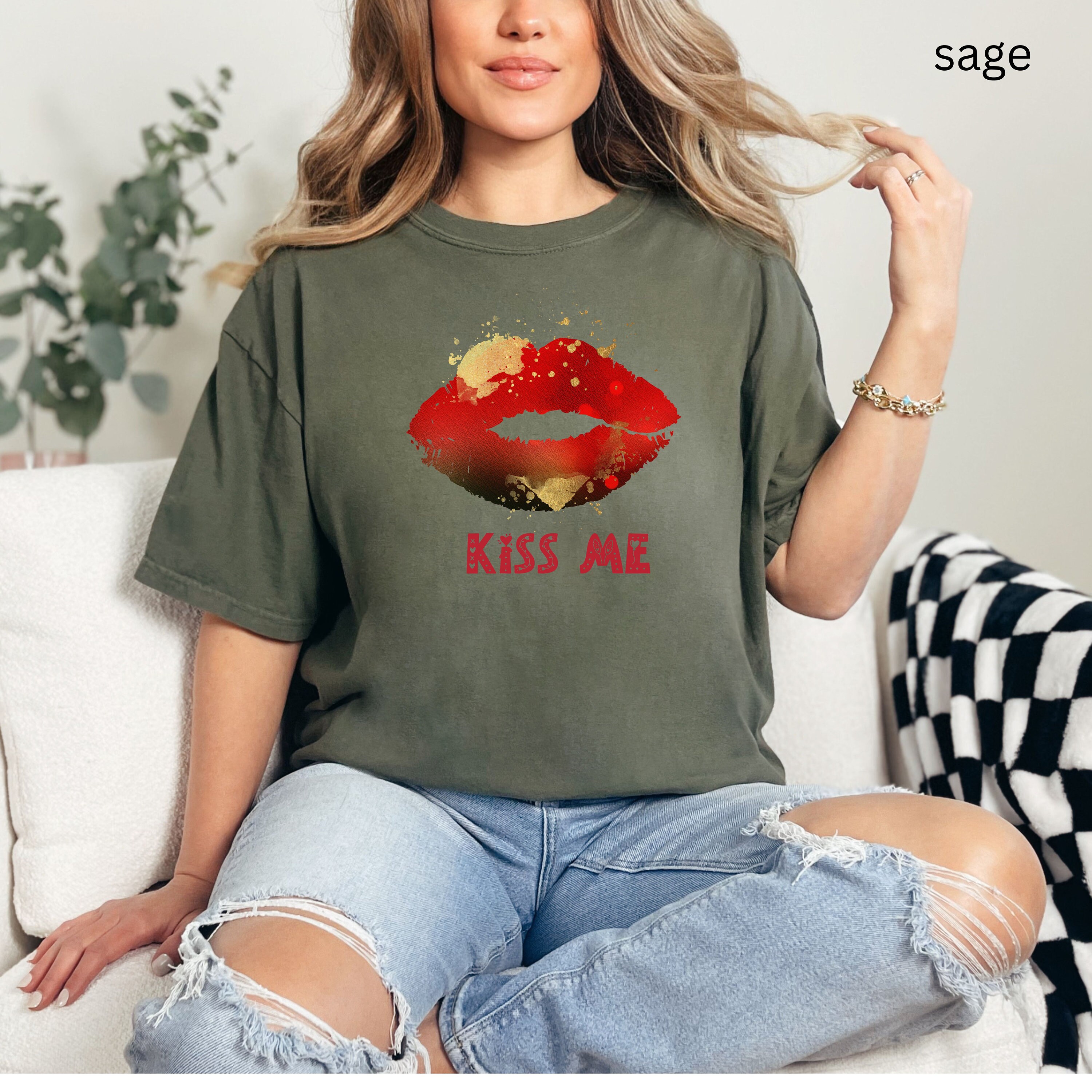 Lip Kiss Me Tshirt, Kiss Sweatshirt, Lips Sweater, Red Lip Sweatshirt ...