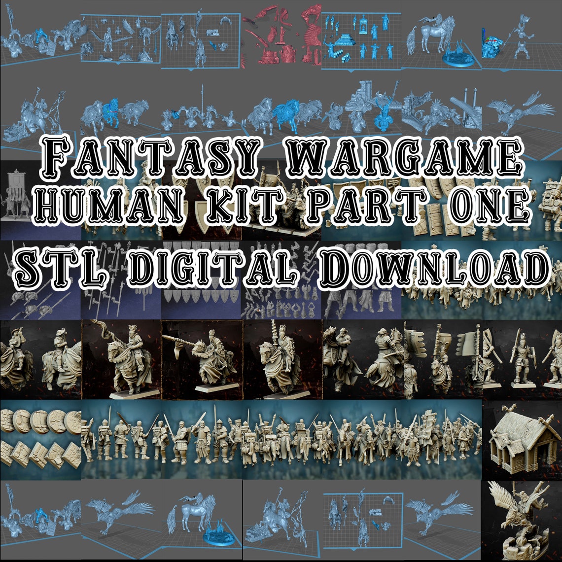 Fantasy Wargame Stl Human Medieval Cavalry Stl Medieval Knights on Foot ...