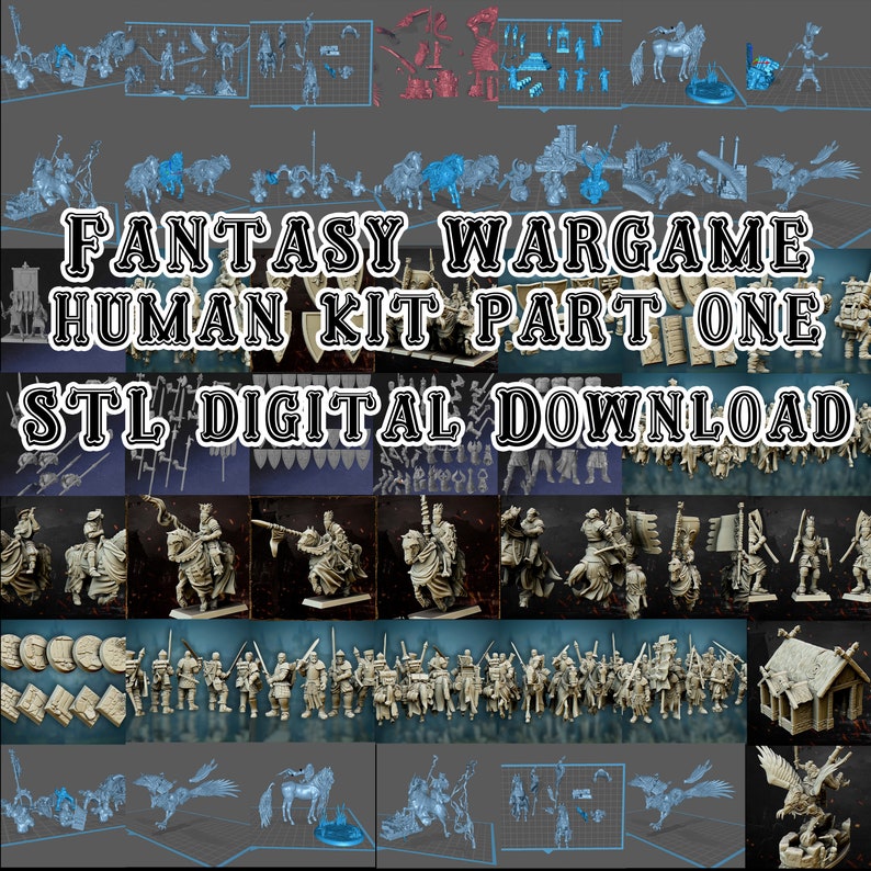 Fantasy Wargame Stl Human Medieval Cavalry Stl Medieval Knights on Foot ...