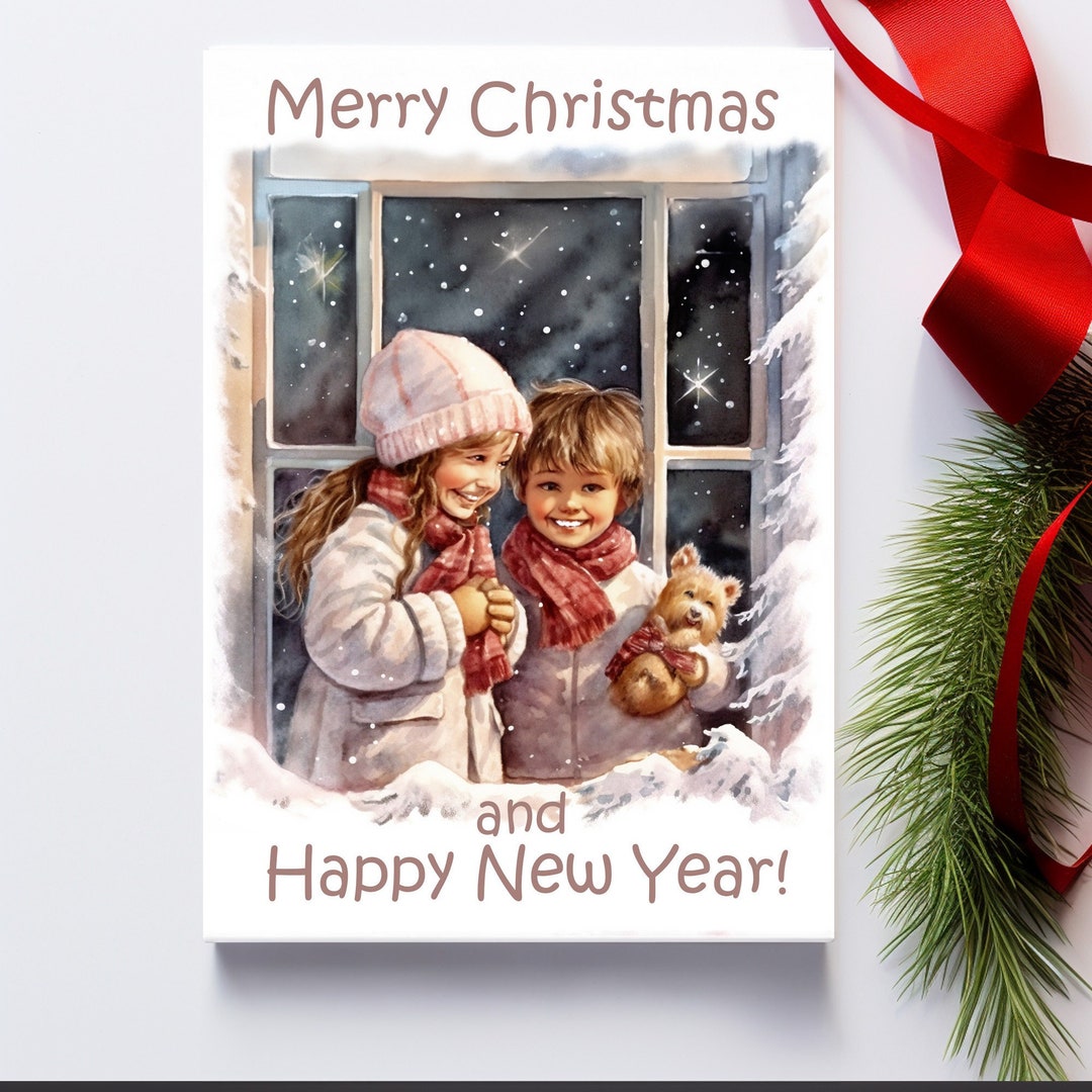 Merry Christmas Card Printable Digital Download 5x7 Foldable - Etsy