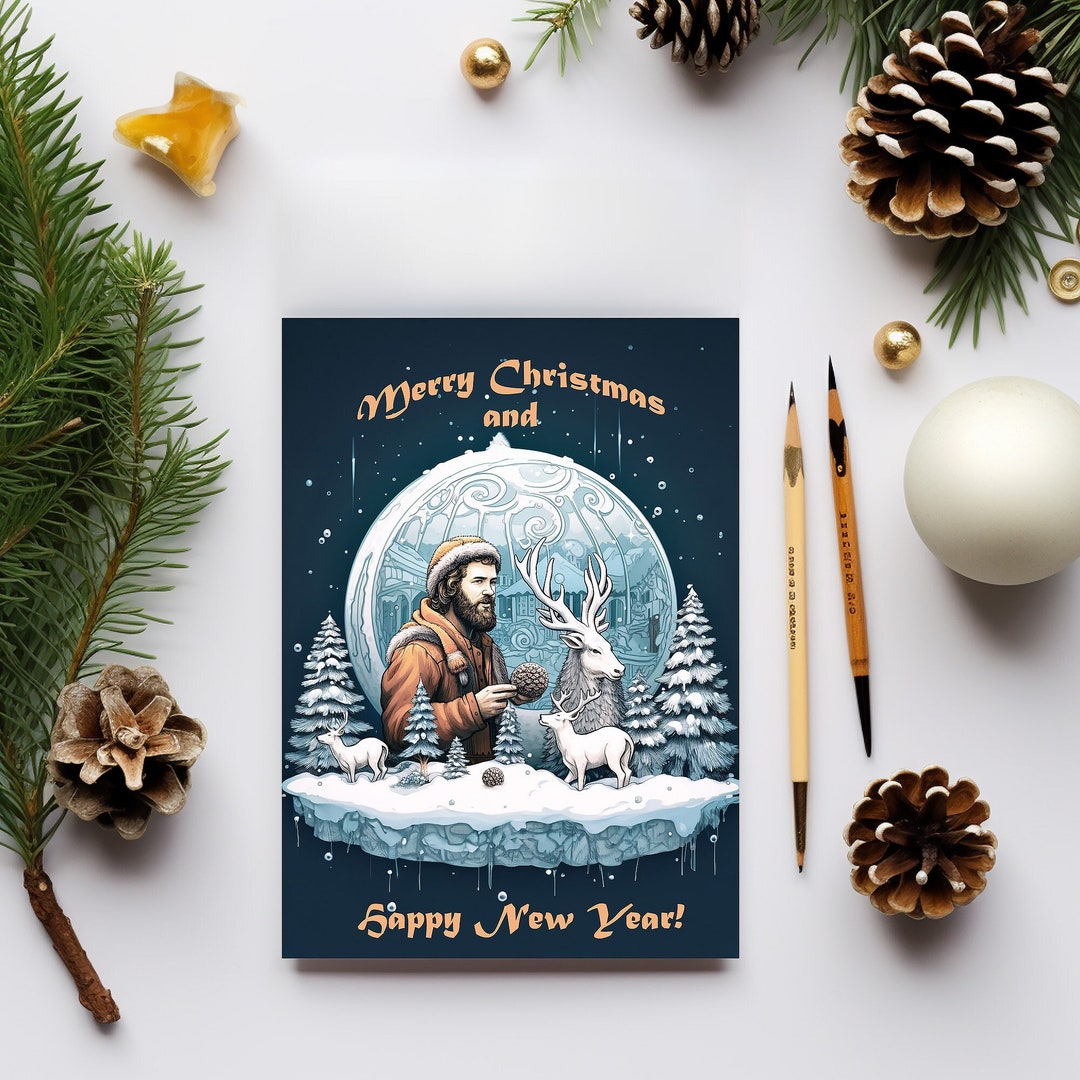 Merry Christmas Card Printable Digital Download, 5x7 Foldable Christmas ...