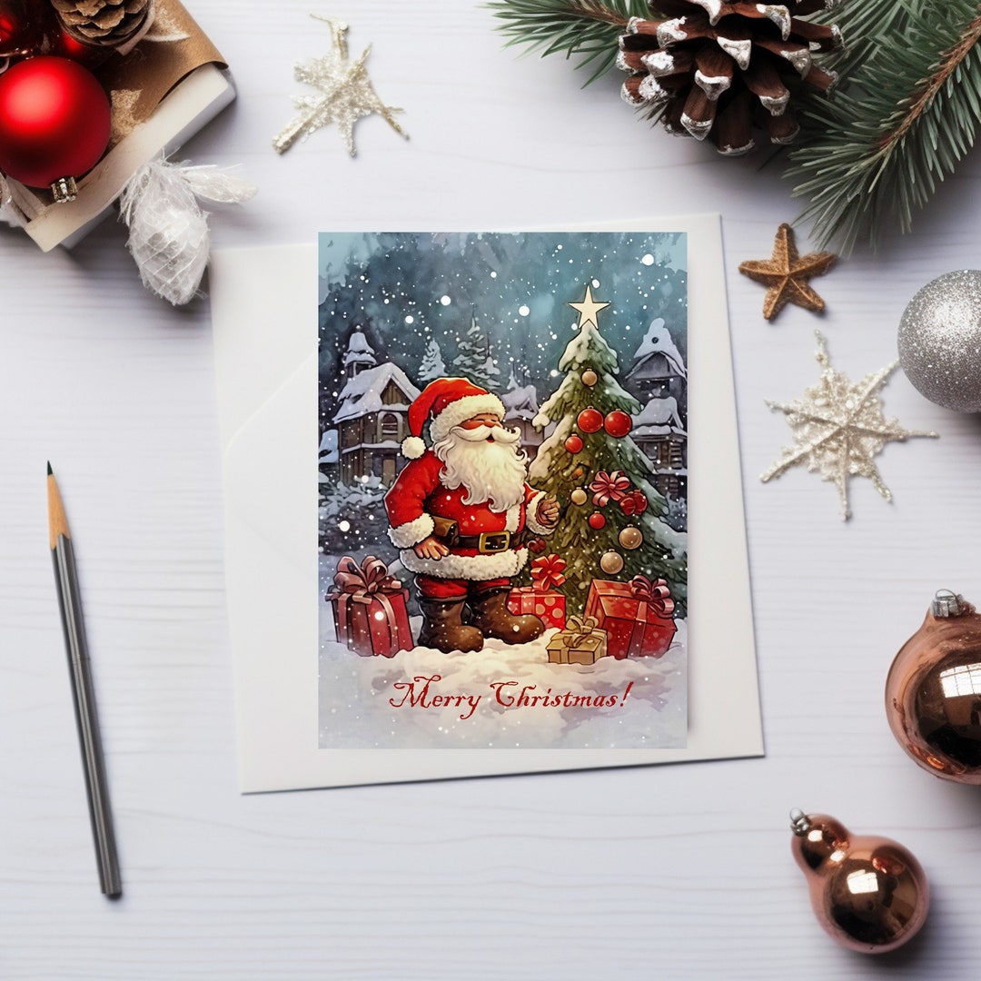 Merry Christmas Card Printable Digital Download 5x7 Foldable - Etsy
