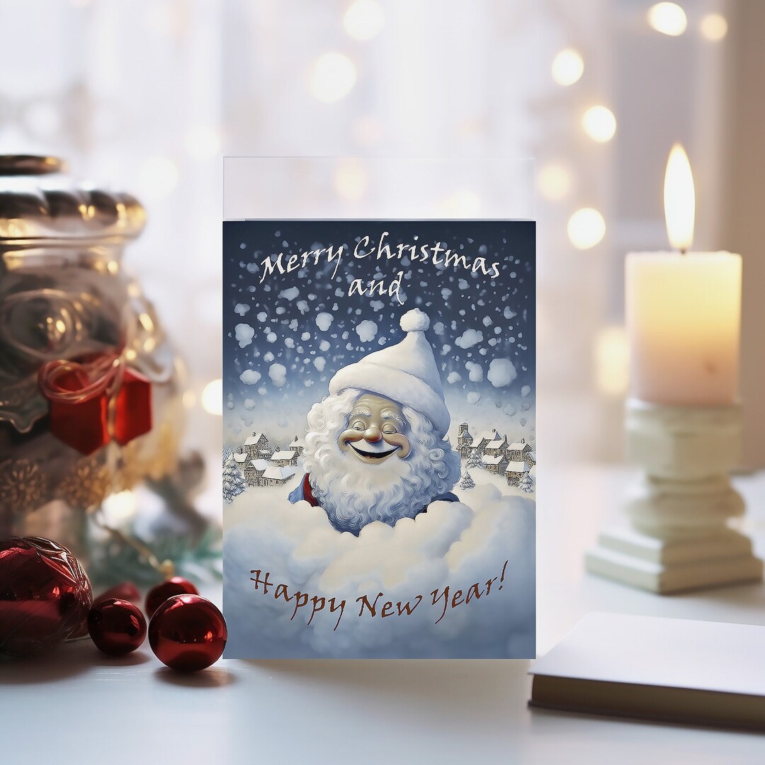 Merry Christmas Card Printable Digital Download, 5x7 Foldable Christmas ...