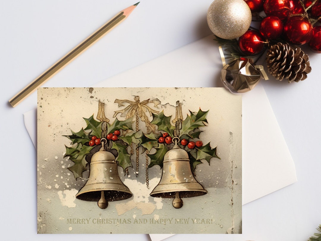 Retro Merry Christmas Card Printable Digital Download, 5x7 Foldable ...