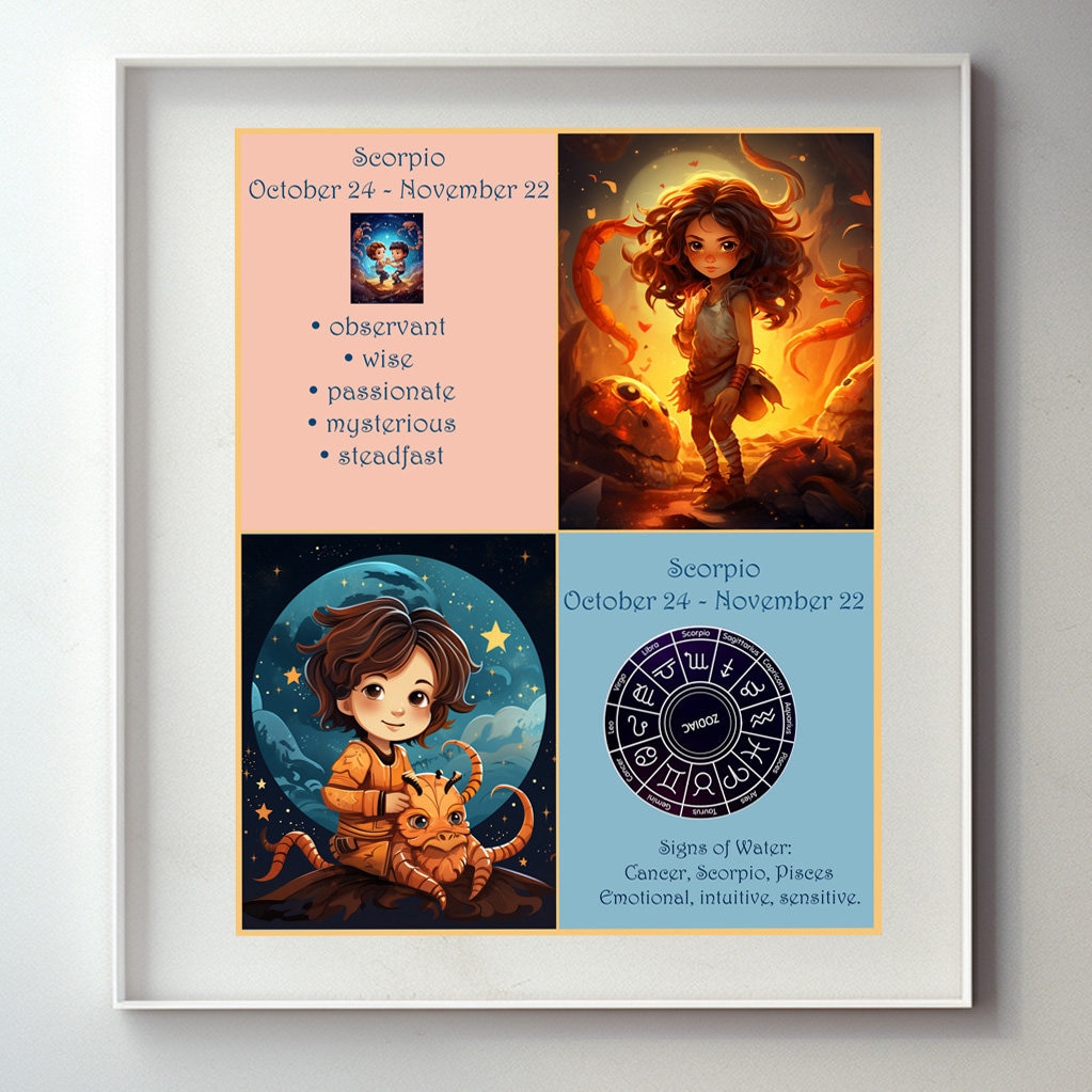 Scorpio, Nursery Wall Art Zodiac Sign, Perfect Astrology for Kids and ...
