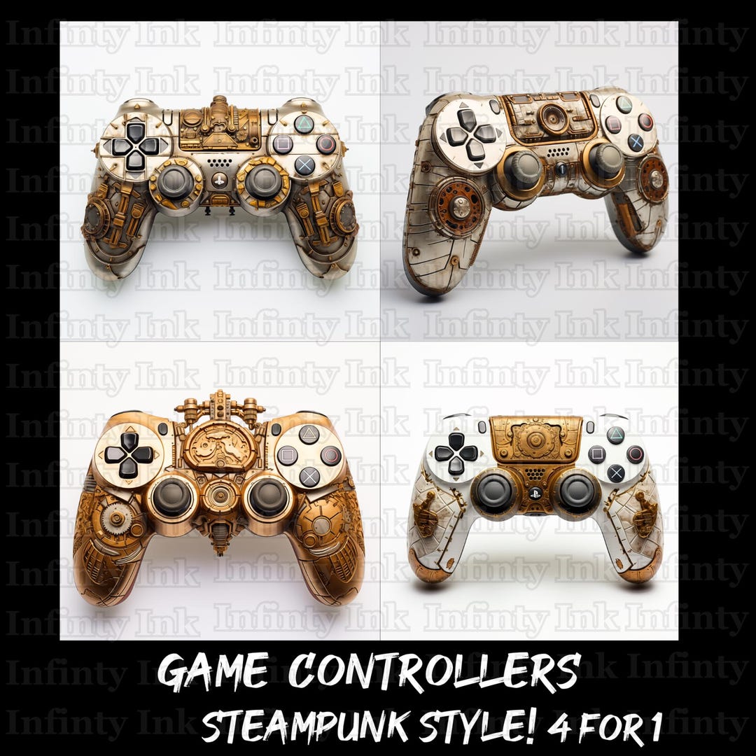 Steampunk Game Controller Wall Art: 4-in-1 (SVG, PNG Digital Download ...