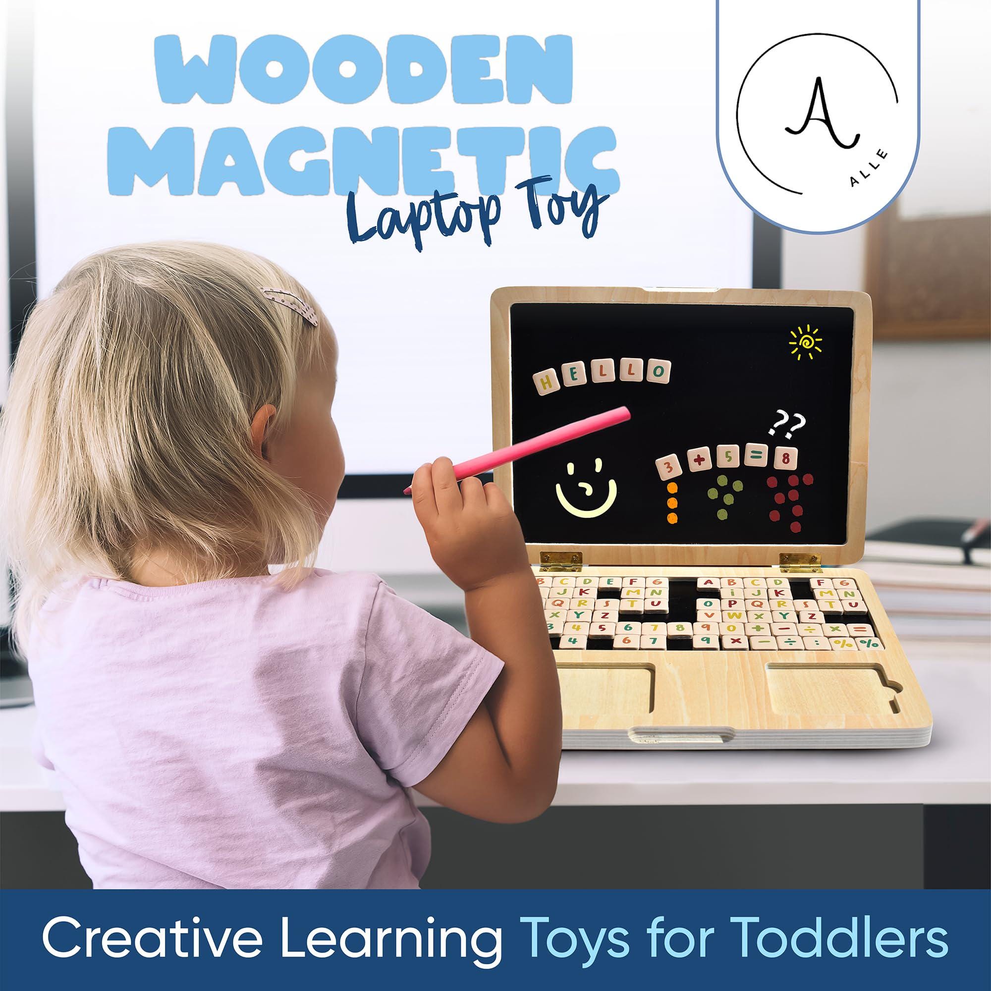 Alle My First Laptop, Toddler Learning Toys and Wooden Toy Computer ...