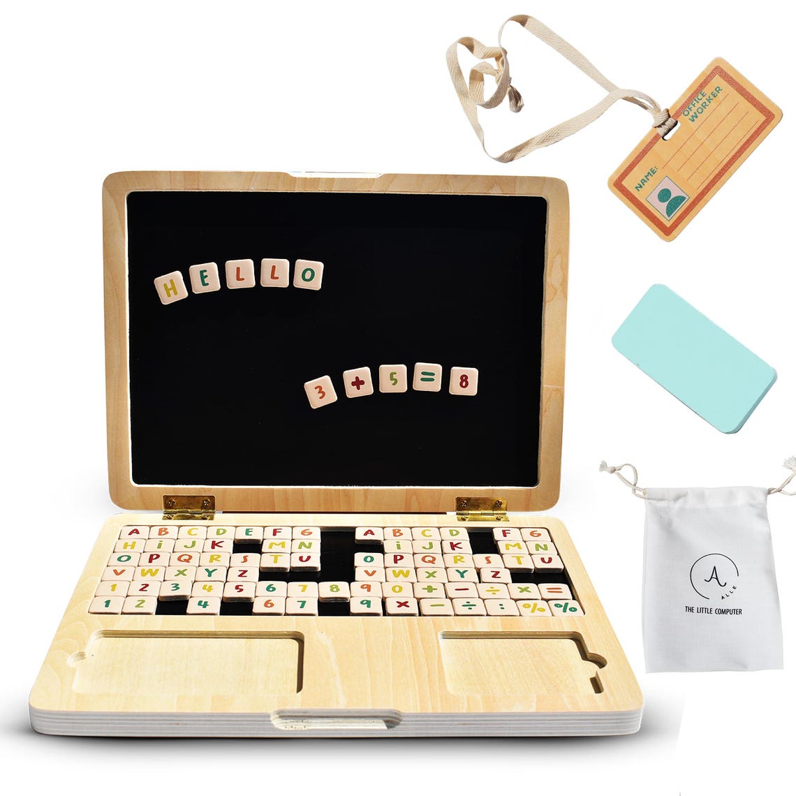 Alle My First Laptop, Toddler Learning Toys and Wooden Toy Computer ...