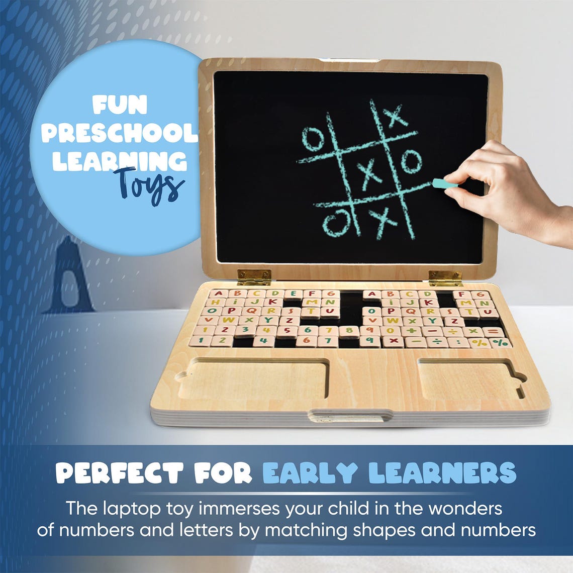 Alle My First Laptop, Toddler Learning Toys and Wooden Toy Computer ...