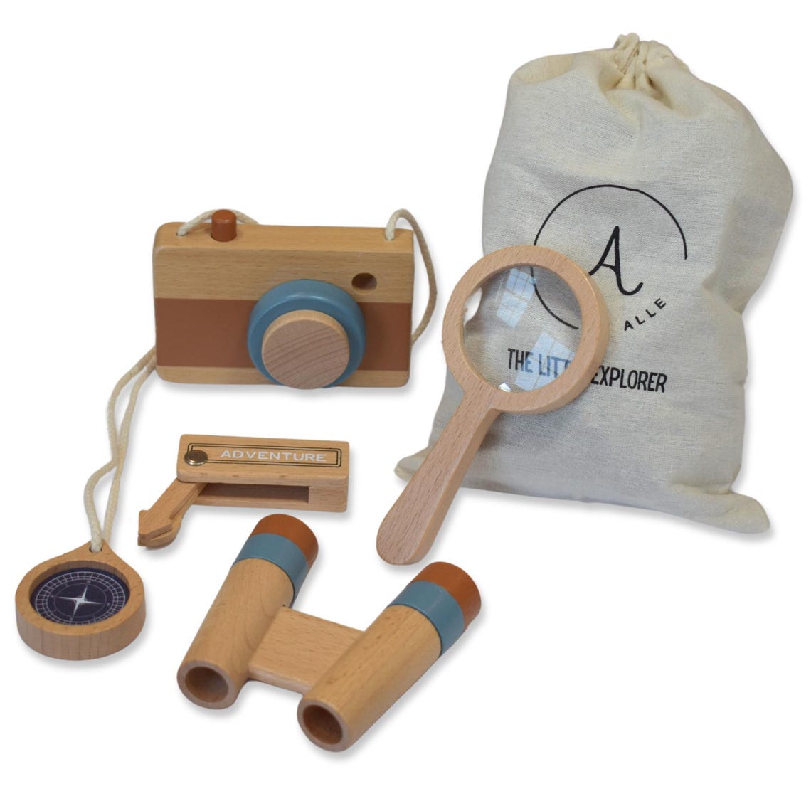 Alle Wooden Pretend Adventure Play Set Kids Explorer Set With Wooden ...