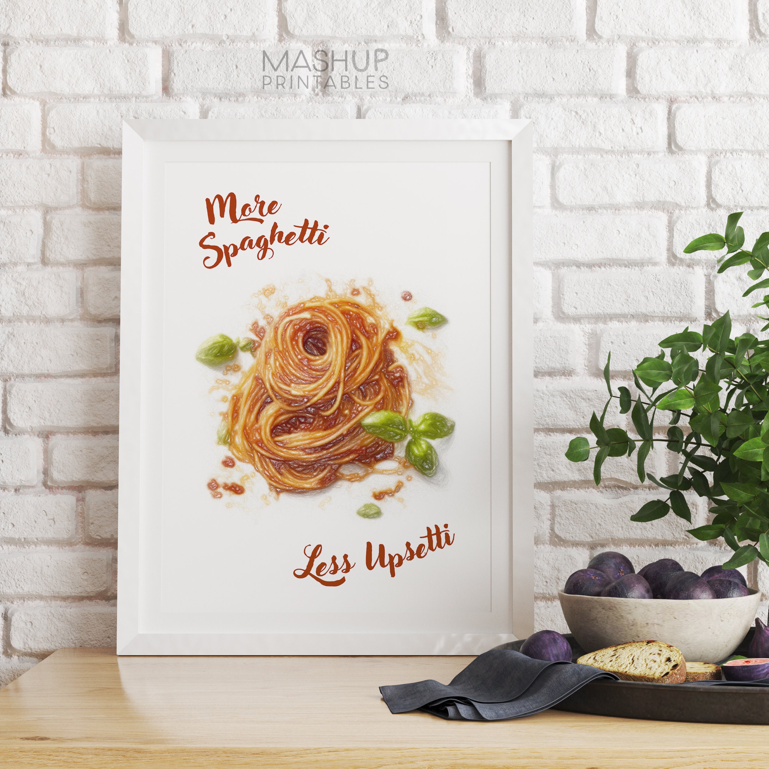 Spaghetti Print Download Printable Kitchen Artwork Pasta - Etsy