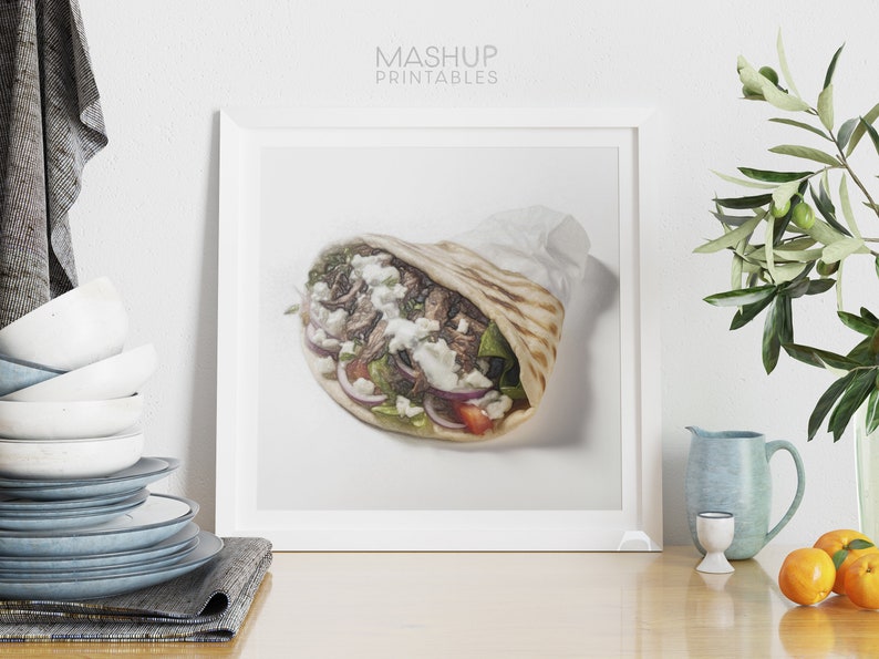 Gyro Poster Download, Kitchen Wall Art Printable, Greek Food Print ...