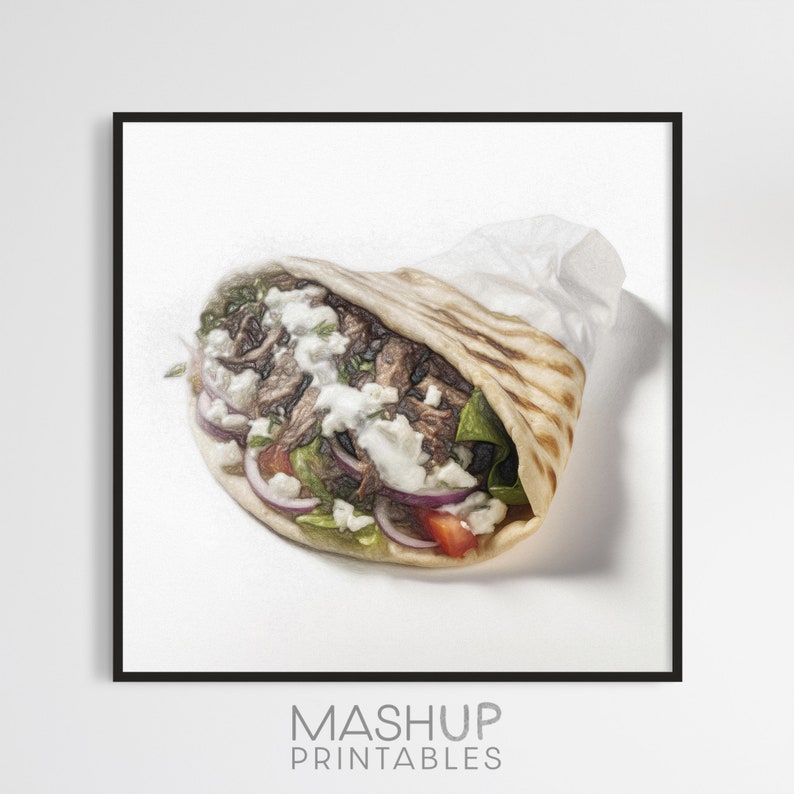 Gyro Poster Download, Kitchen Wall Art Printable, Greek Food Print ...