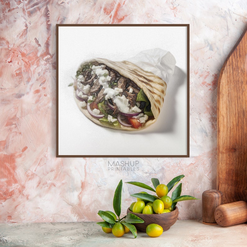 Gyro Poster Download, Kitchen Wall Art Printable, Greek Food Print ...