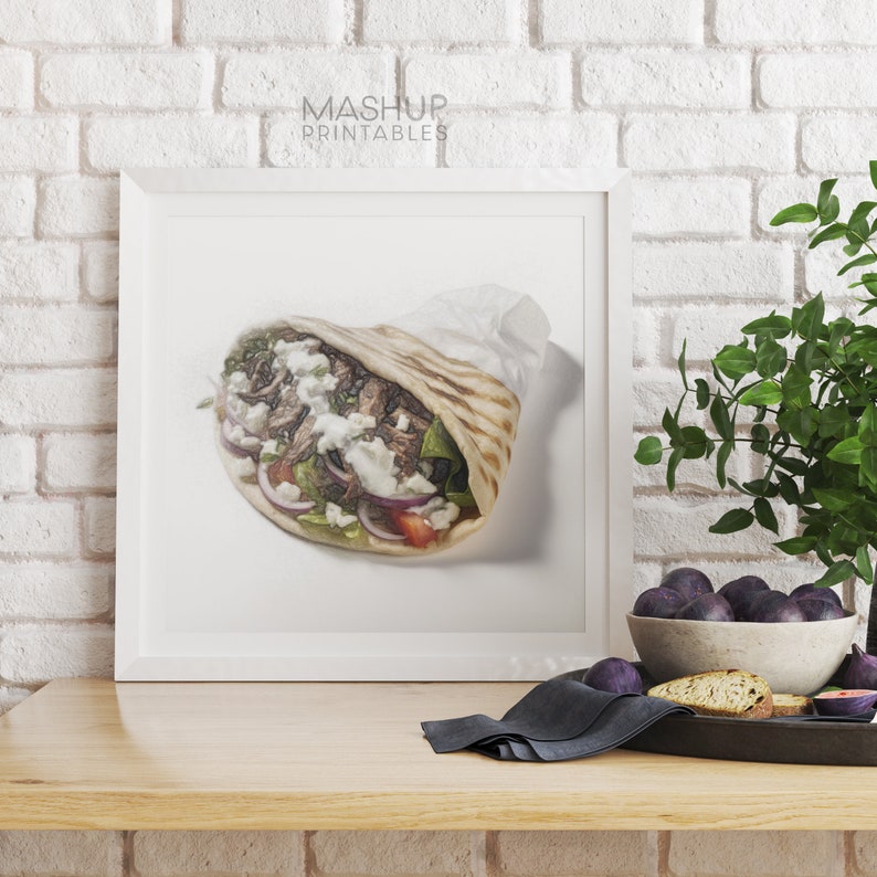 Gyro Poster Download, Kitchen Wall Art Printable, Greek Food Print ...