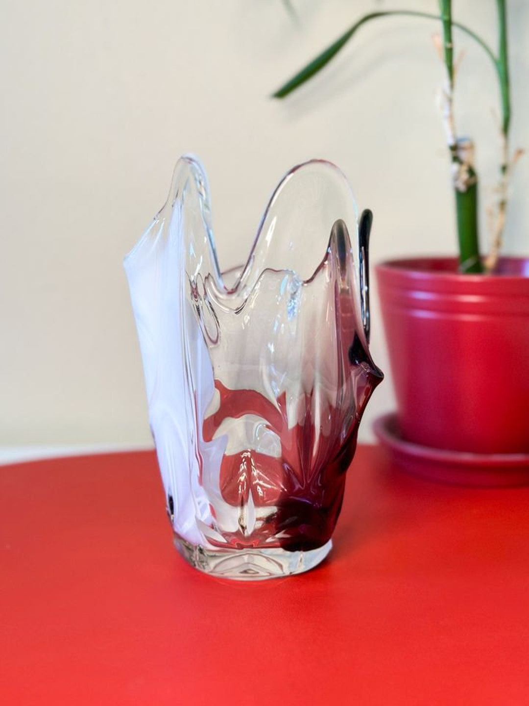 Vintage Makora Krosno Hand-blown Glass Handkerchief Vase 1980 - Etsy