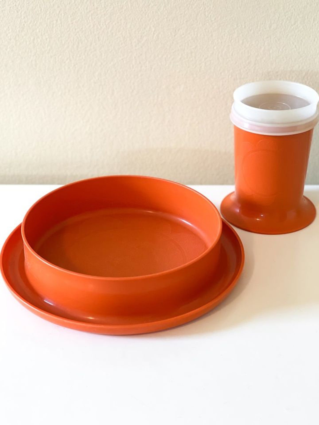 Vintage 1970 Tupperware Baby Cup and Plate Set Burnt Orange - Etsy