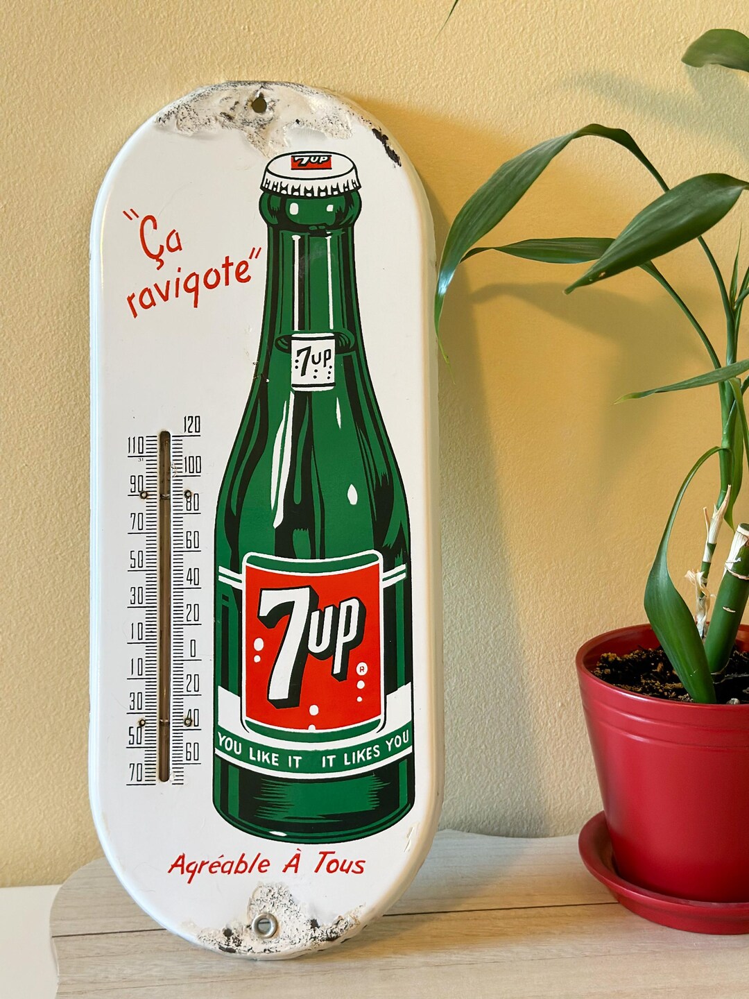 Vintage 1950 French 7up Thermometer Functional - Etsy