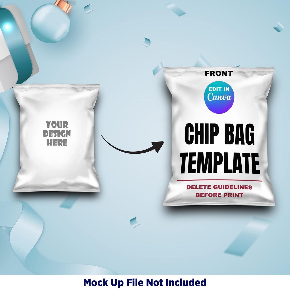 Editable Canva Chip Bag Template, Custom Chip Bag Label, Blank Chip Bag ...