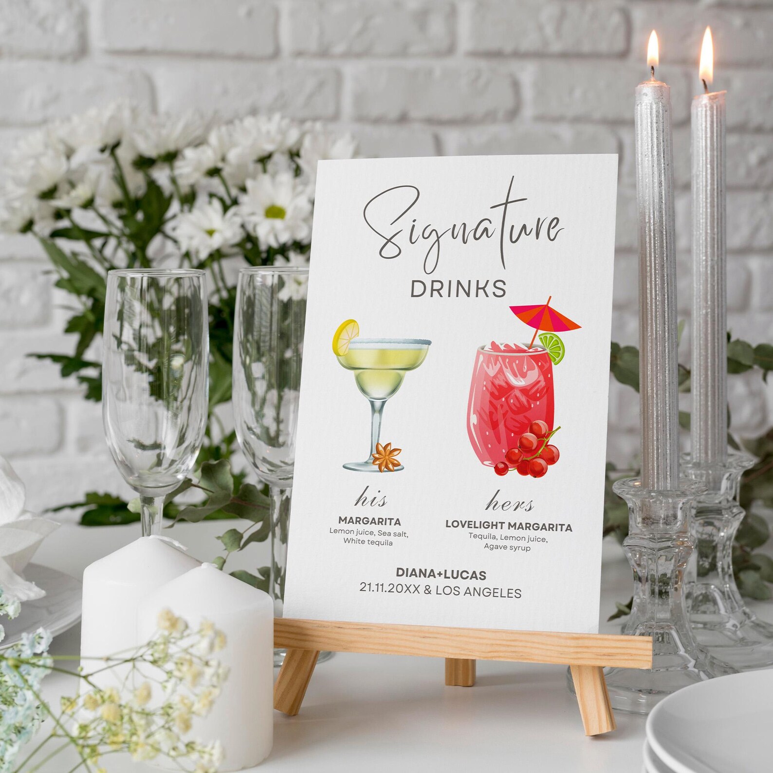 Customizable Cocktail Menu Template | Modern Minimalist Bar Sign ...
