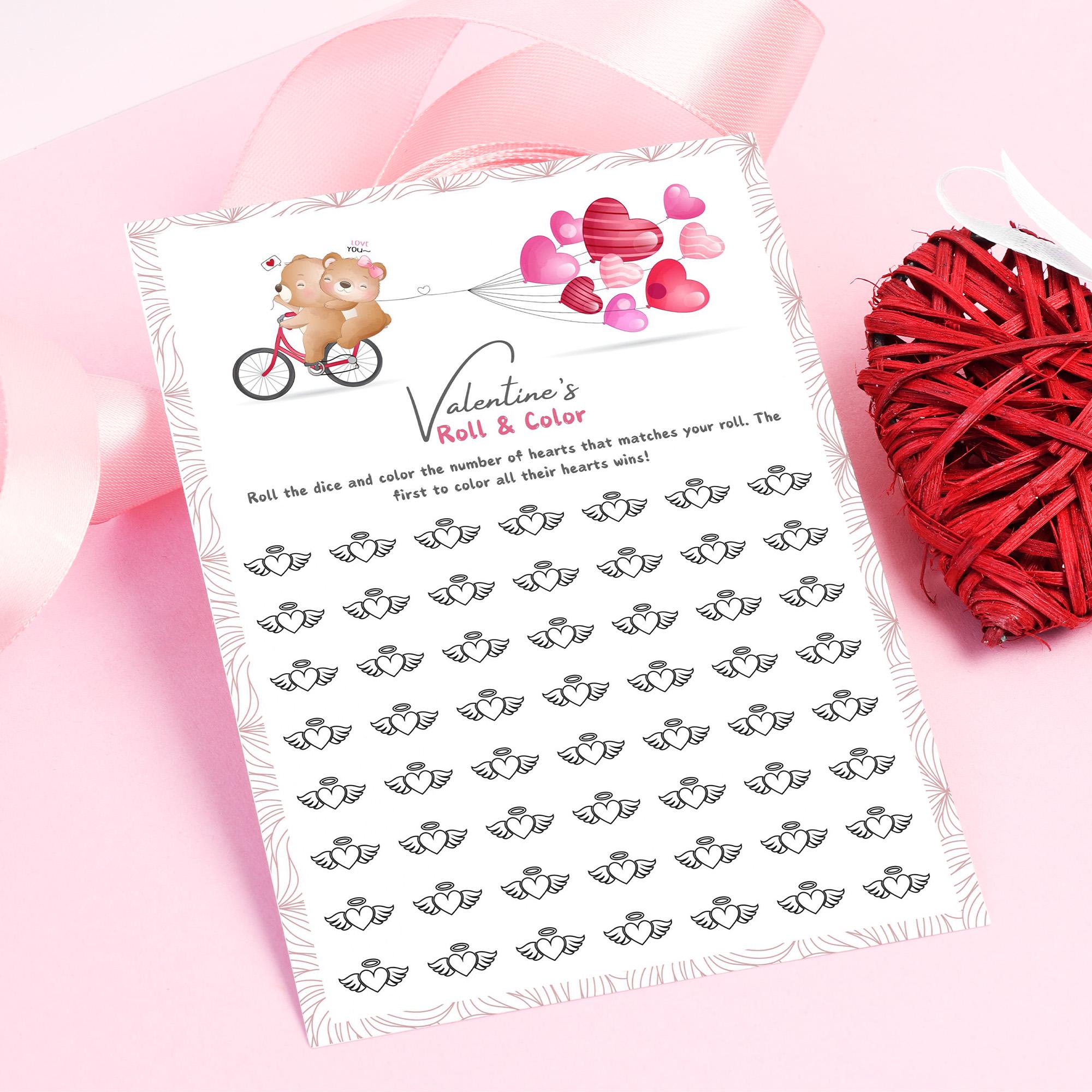 Roll and Color Valentine Game for Kids - Editable Digital Coloring ...