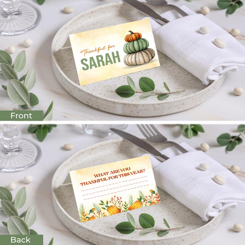 Fall Place Card Template | Printable Thanksgiving Friendsgiving Name ...