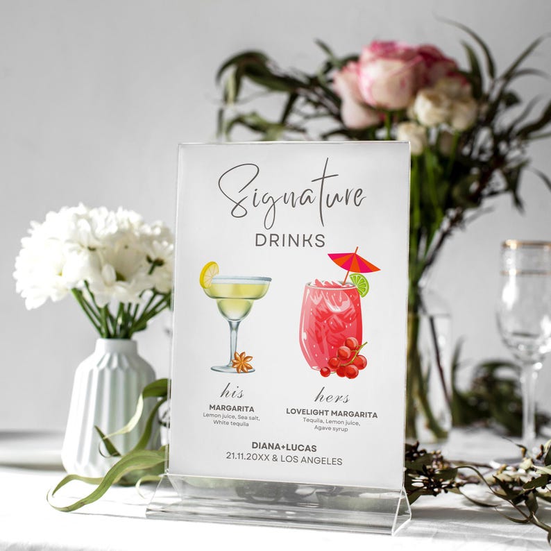 Customizable Cocktail Menu Template Modern Minimalist Bar Sign Editable ...