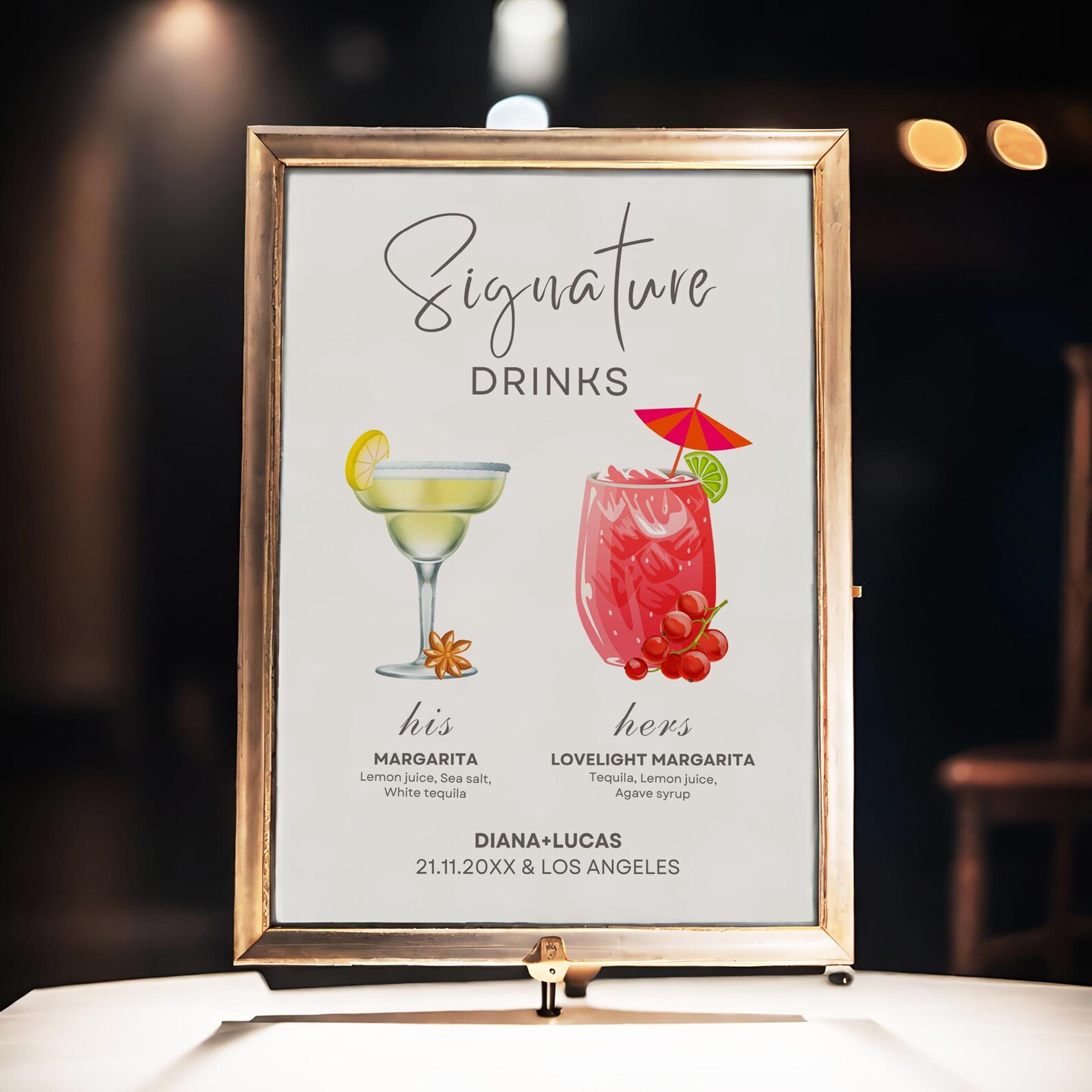 Customizable Cocktail Menu Template Modern Minimalist Bar Sign Editable ...