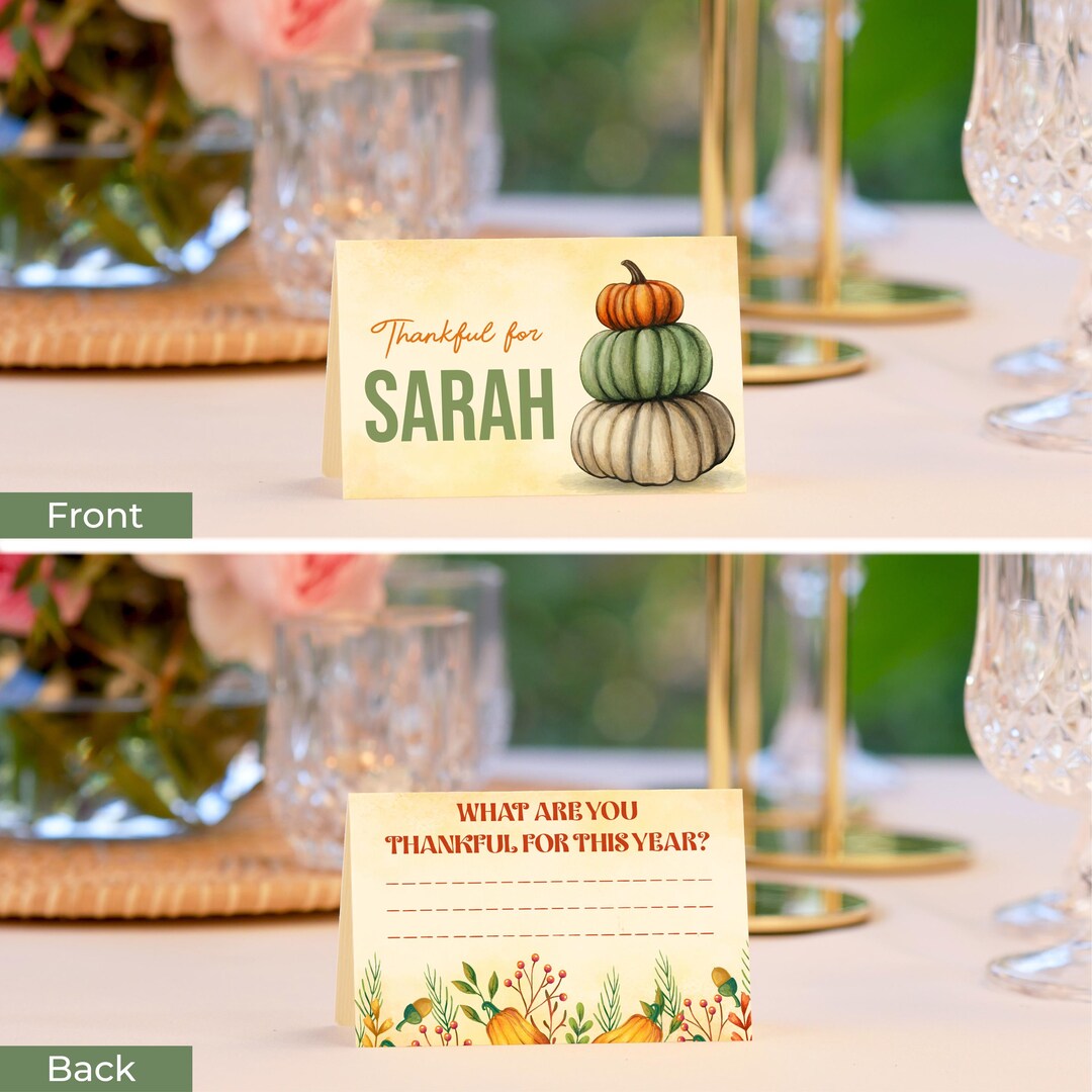 Fall Place Card Template | Printable Thanksgiving Friendsgiving Name ...
