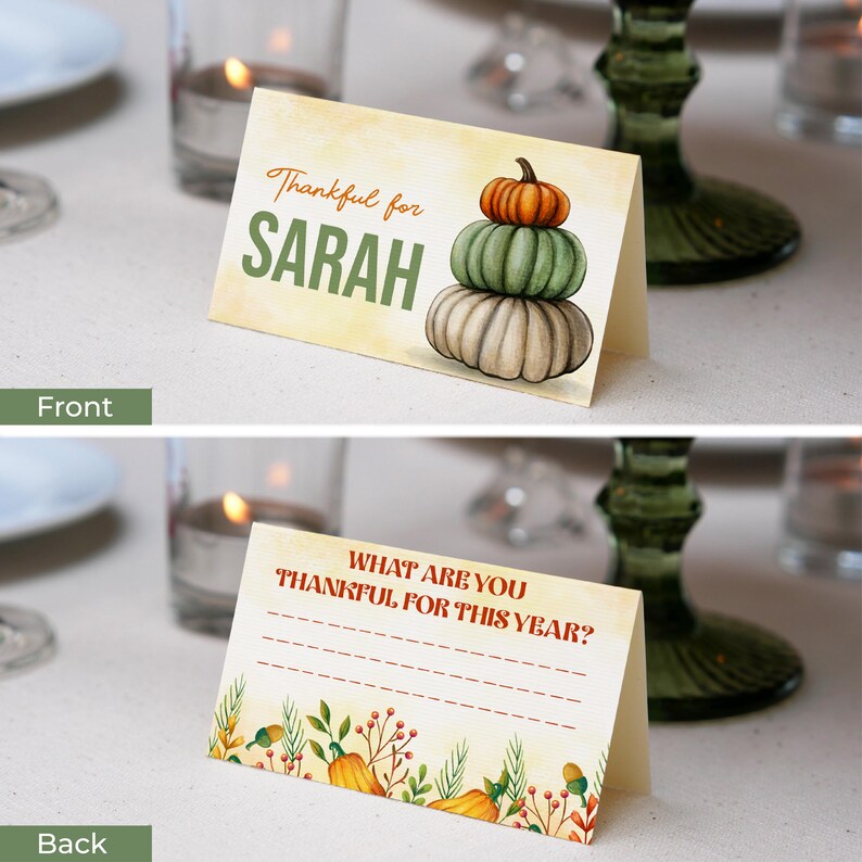 Fall Place Card Template | Printable Thanksgiving Friendsgiving Name ...