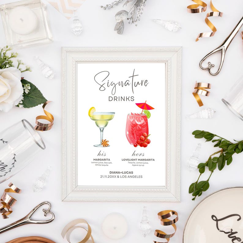 Customizable Cocktail Menu Template Modern Minimalist Bar Sign Editable ...