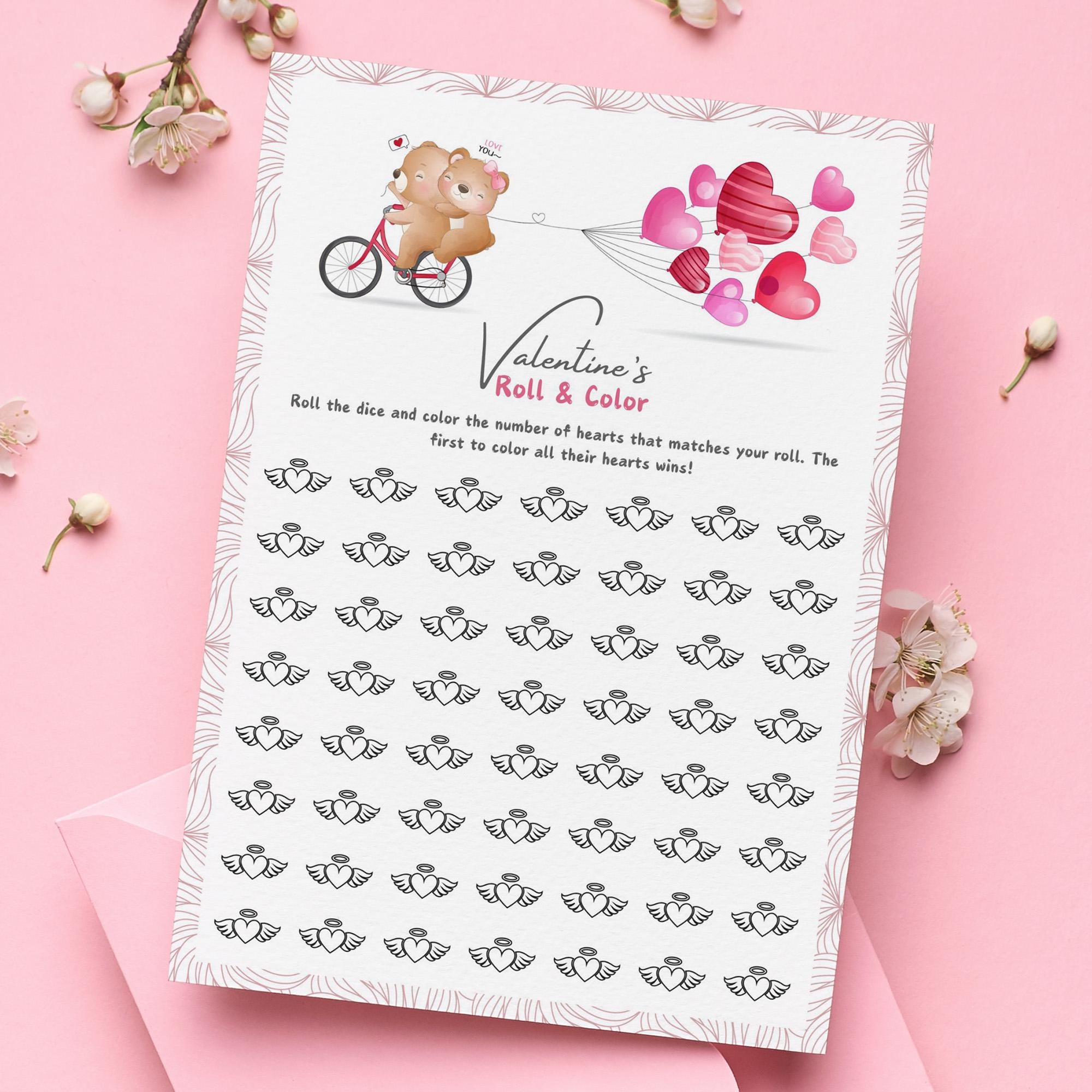 Roll and Color Valentine Game for Kids - Editable Digital Coloring ...