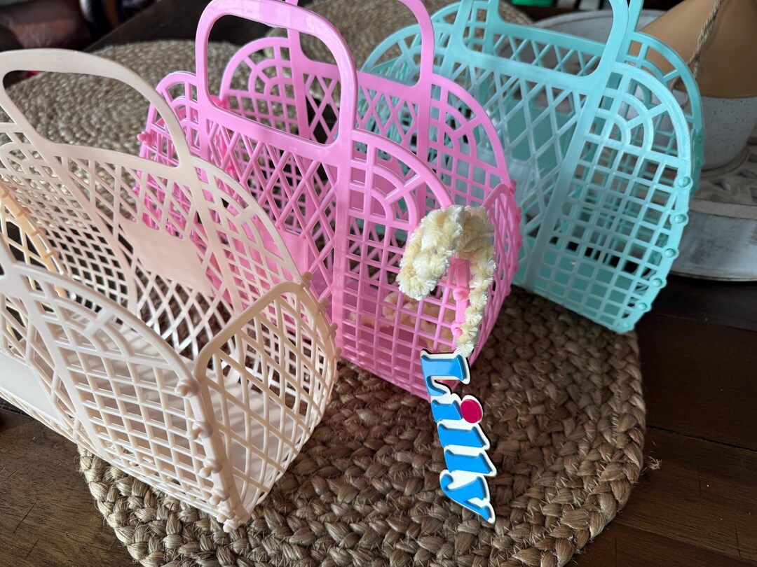 Personalized Jelly Basket: Custom Name Tag, Beach Bag, Gift Basket - Etsy