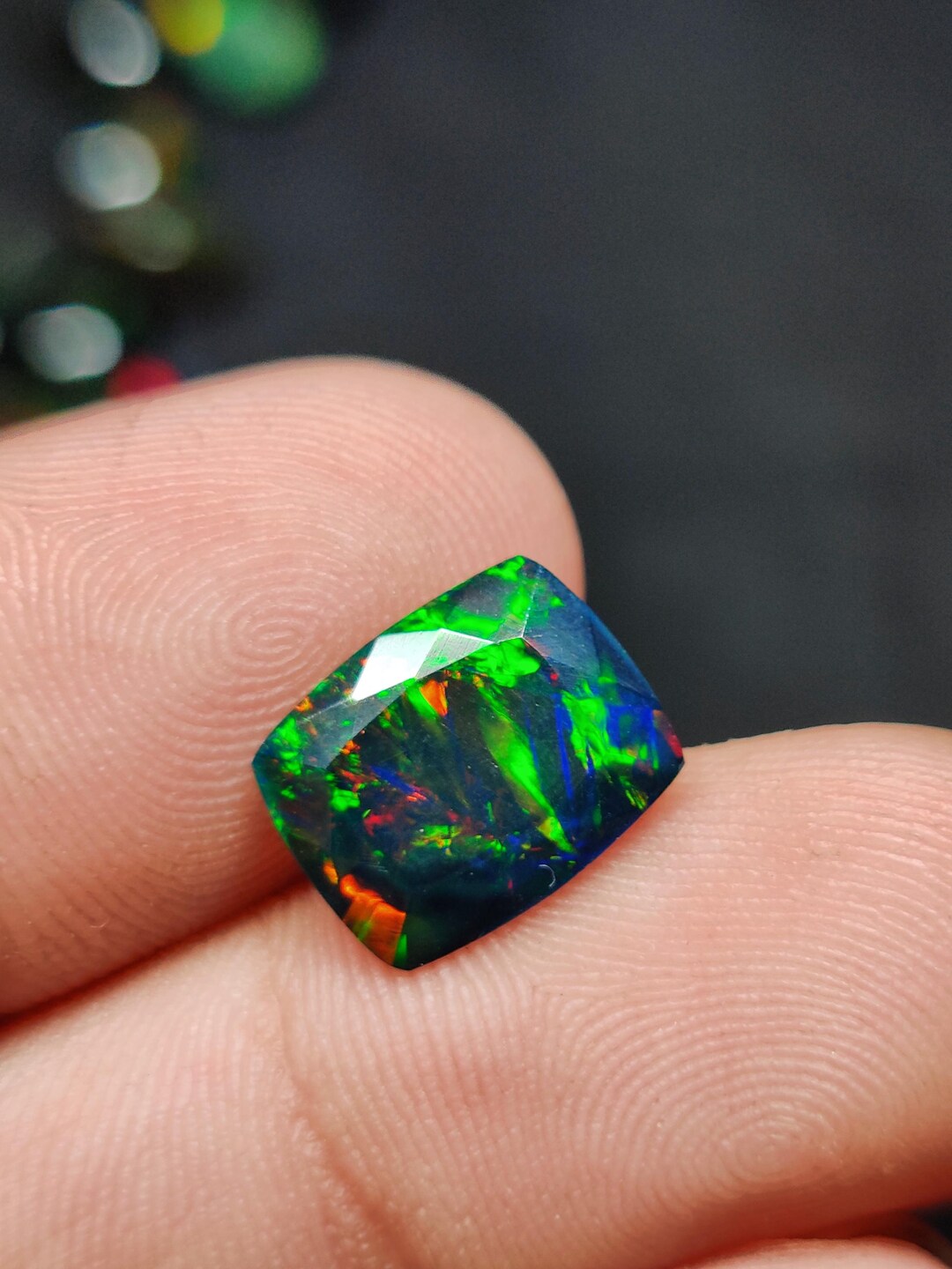 Black Ethiopian Opal Gemstone – Vivid Play of Color Green Blue Fire ...