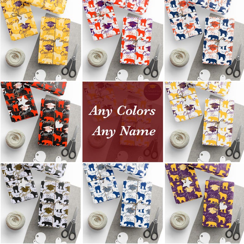 Personalized Tiger Graduation Wrapping Paper Class of 2025 Gift Custom ...