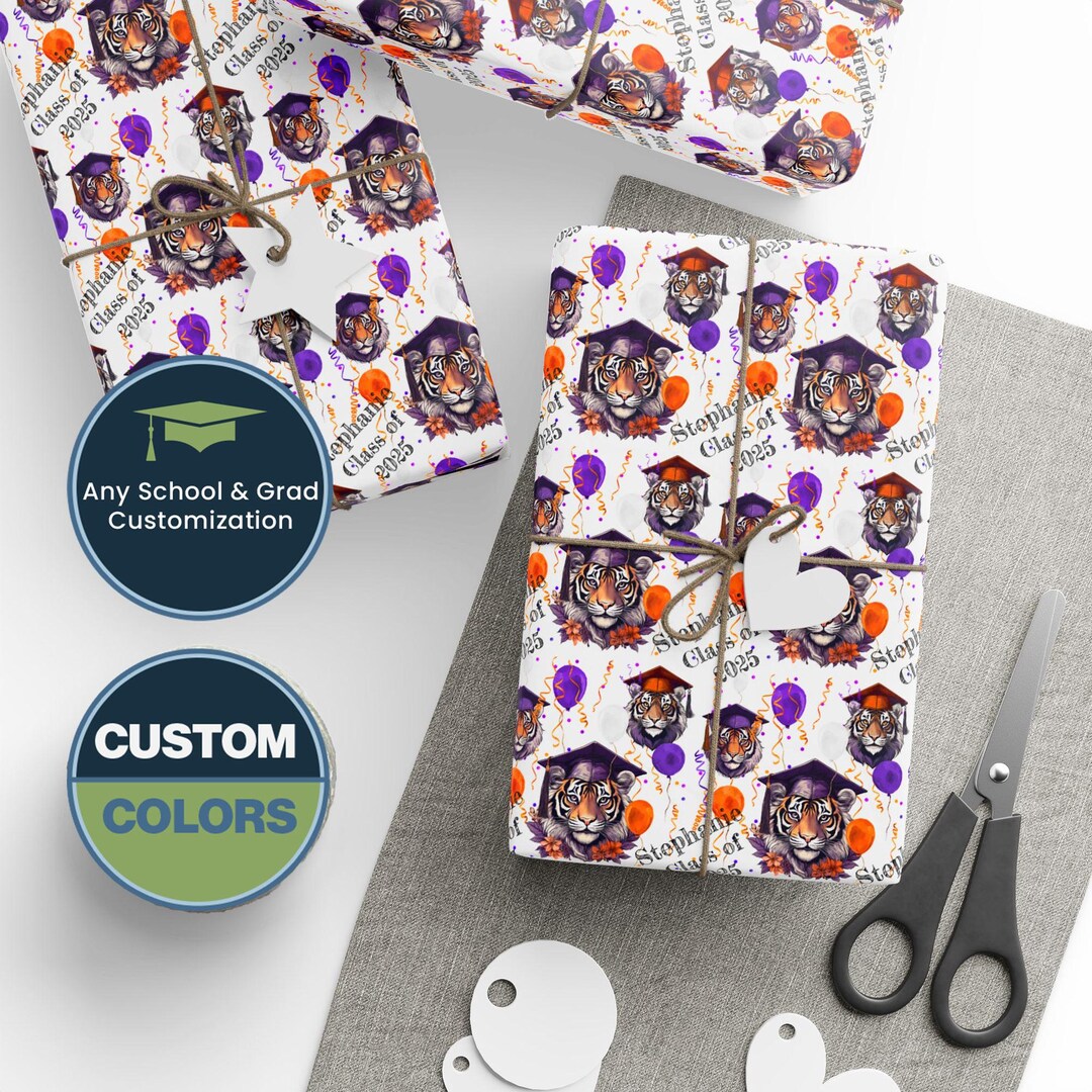 Tiger Graduation Wrapping Paper Personalized Class of 2025 Tiger Grad ...