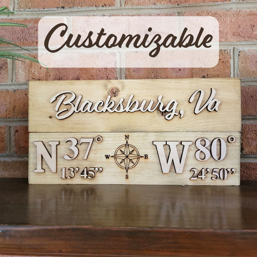 Blacksburg Va Custom Wood Sign Personalized Name Sign Wood - Etsy