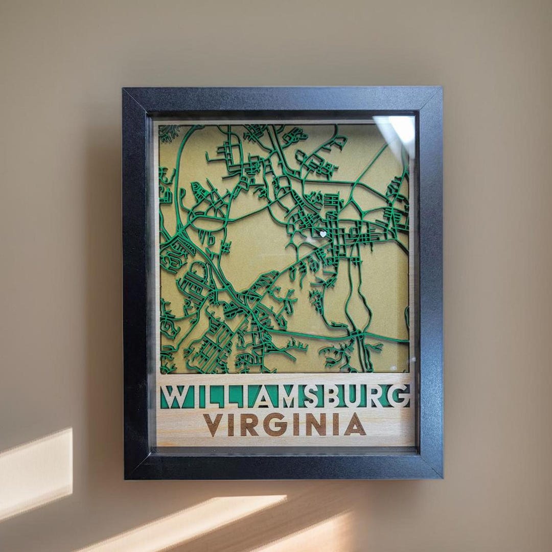 Williamsburg Va Map Williamsburg Virginia Wood Map Framed Williamsburg ...