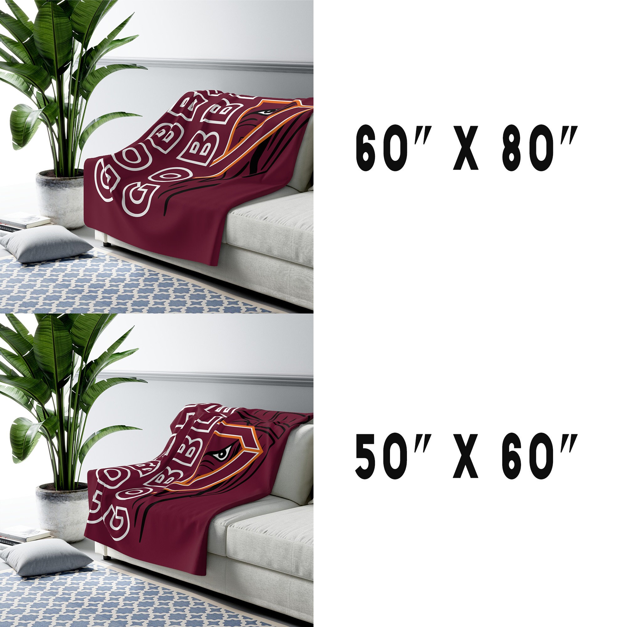 Vtech Blanket Maroon and Orange Fleece Blanket College Dorm Vtech Polar ...