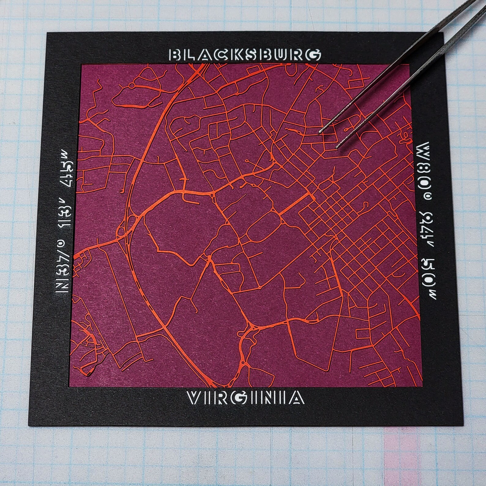 Blacksburg Map Blacksburg Virginia Campus Map Orange and Maroon Street ...