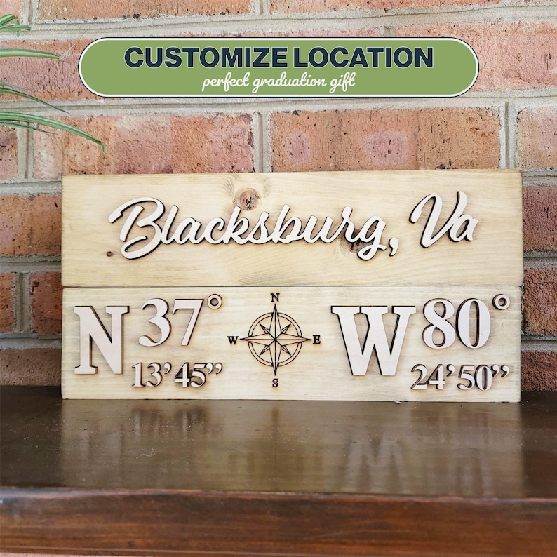 Blacksburg Va Custom Wood Sign Personalized Name Sign Wood College ...