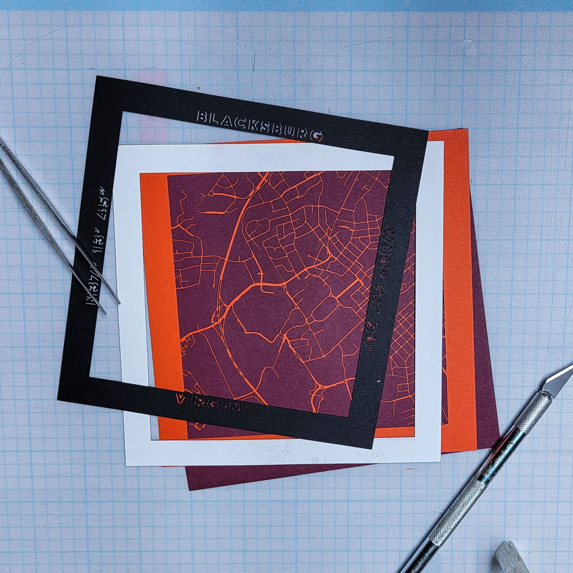 Blacksburg Map Blacksburg Virginia Campus Map Orange and Maroon Street ...