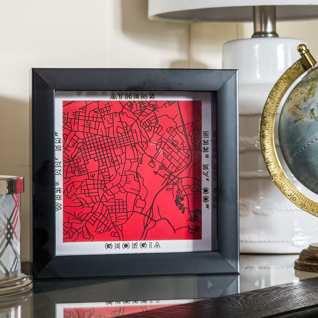 Athens Ga Map Athens Georgia College Campus Map Georgia Graduation Gift ...